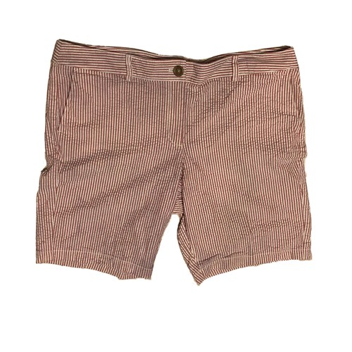 ANN TAYLOR LOFT Original Red White Striped Crinkle Cotton Shorts Size ...