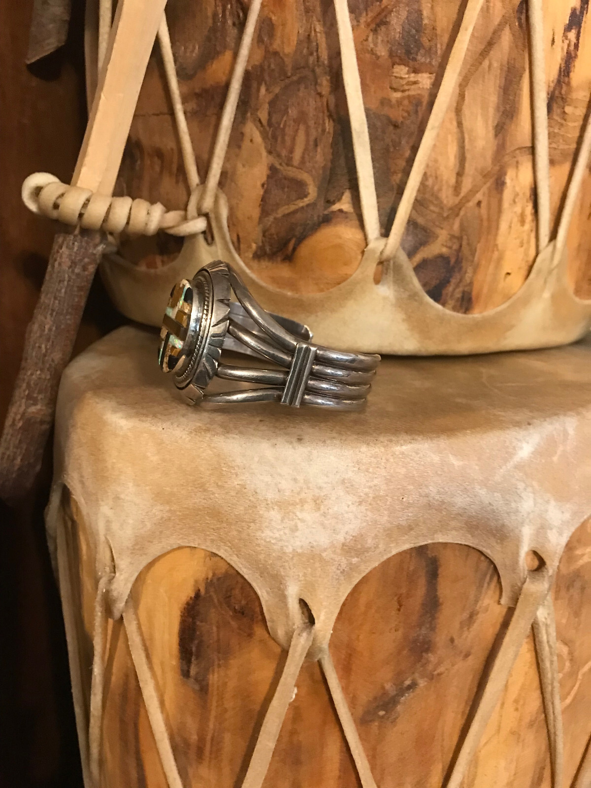 Navajo Artist Benjamin Becenti Vintage Sterling Cuff - Gem