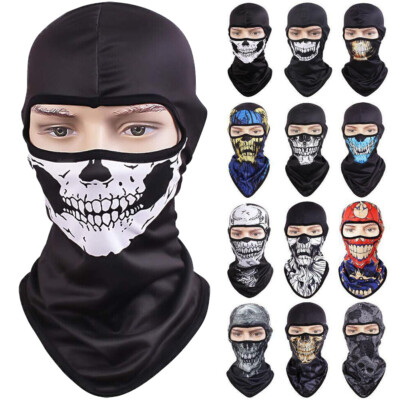 3D Balaclava Ghosts Skull Full Face Mask Windproof Ski Hood Motorcycle ...