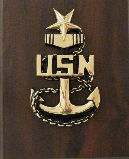 US Navy Military Brass E8 Anchor Insignia Emblem Plaque - Senior Chief ...