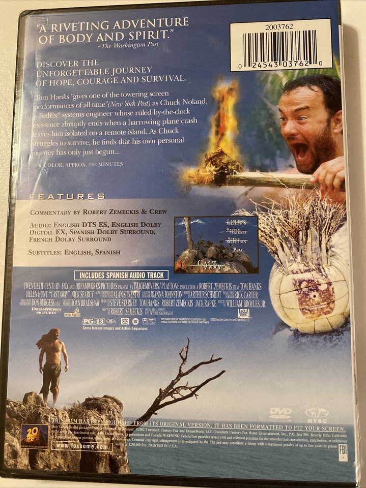 Cast Away DVD, 2006, Full Frame Sensormatic Tom hanks BRAND NEW ...