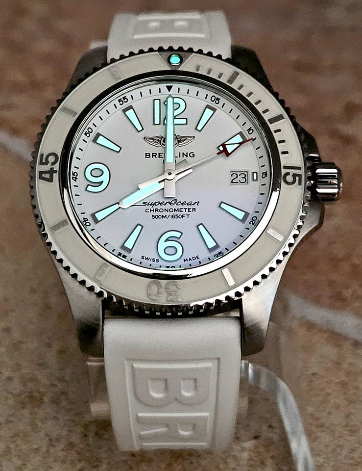 Breitling Superocean Chronometer 42MM White Dial White Strap A17366 ...