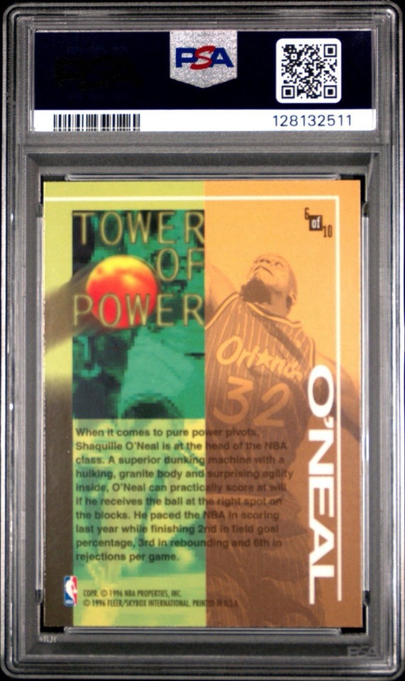 1995 Fleer Shaquille O'Neal Tower of Power #6 Orlando Magic PSA 8 | eBay