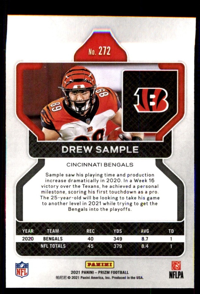 Drew Sample 2021 Panini Prizm #272 Bengals NFL READ FREE SHIPPING ...