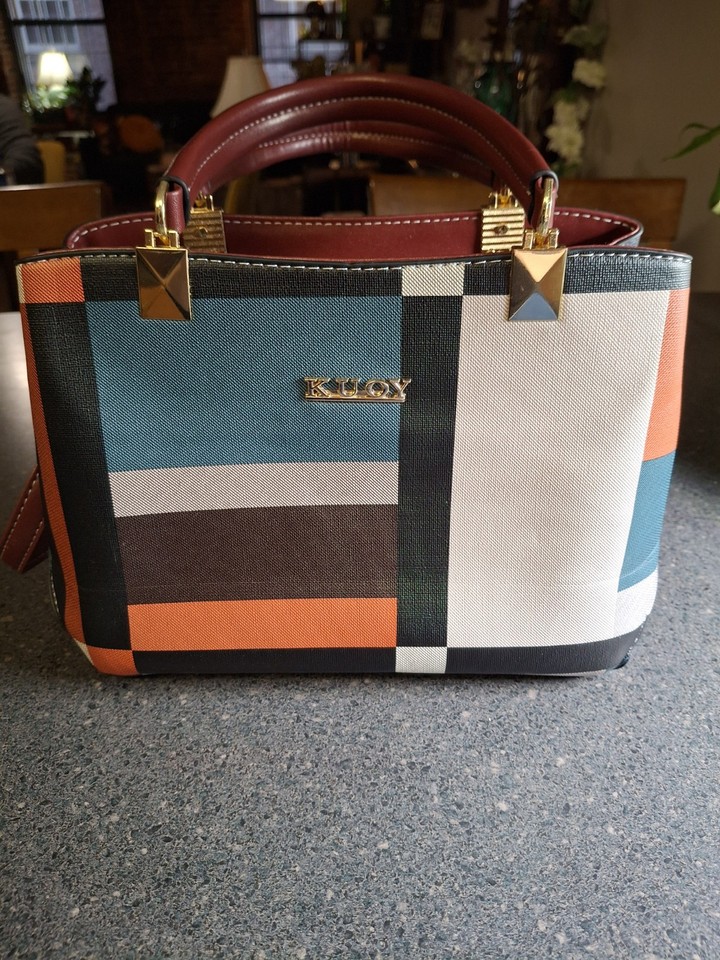 Women's Kuoy Blue Orange Plaid Purse | eBay