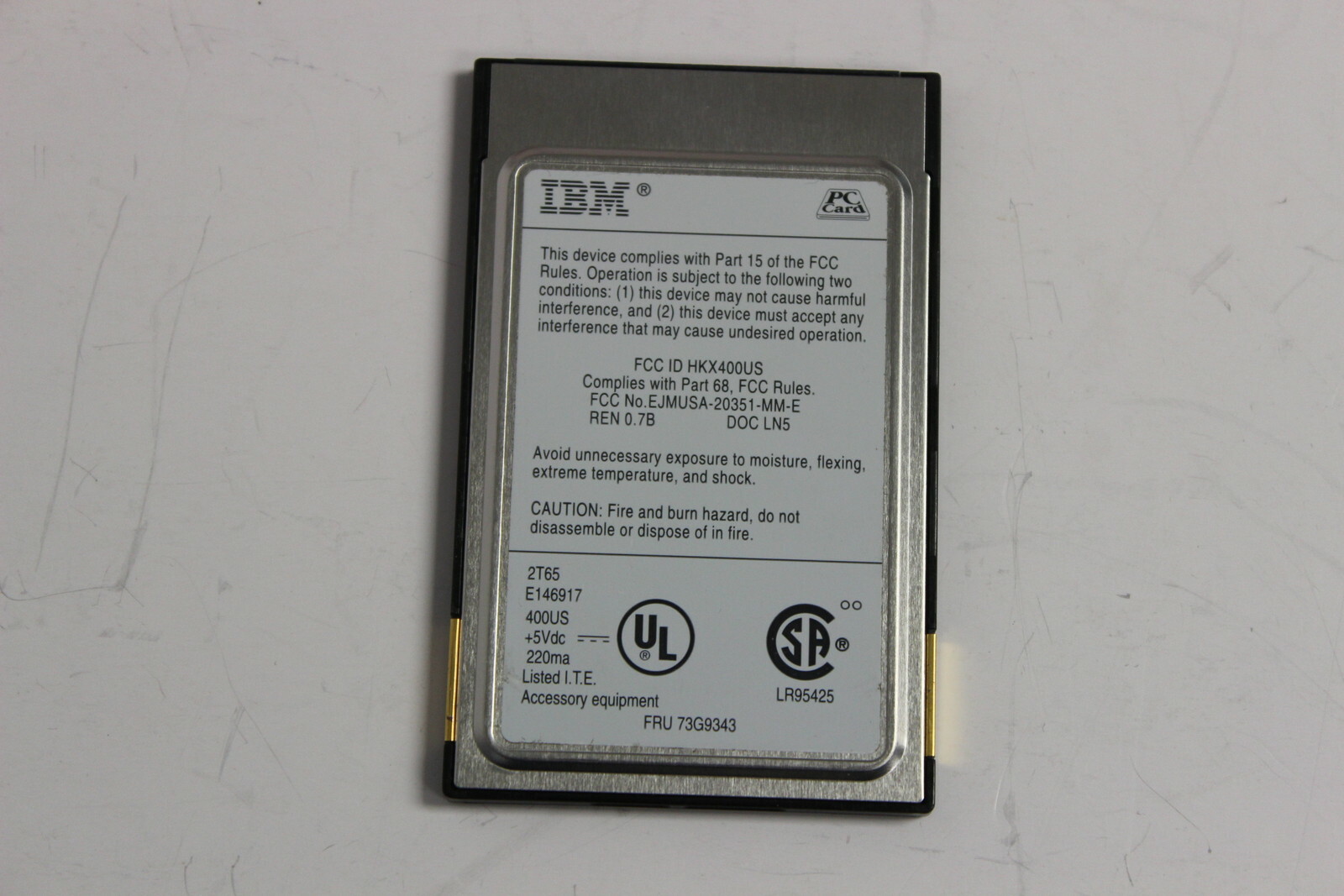 IBM 73G9343 PCMCIA DATA/FAX/ MODEM 14.4 KBPS/14.4 KBPS WITH INTERGRATED ...