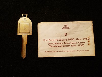 Vintage Ford Key Blank D for 1952 - 1958/1960 24kt gold plate | eBay