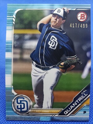 2019 Bowman CAL QUANTRILL Sky Blue Border card #/499 CLEVELAND ...