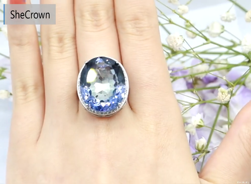 Buy 3 get 1 free Big Oval 22x18mm Fire Rainbow Violet Topaz CZ Silver ...