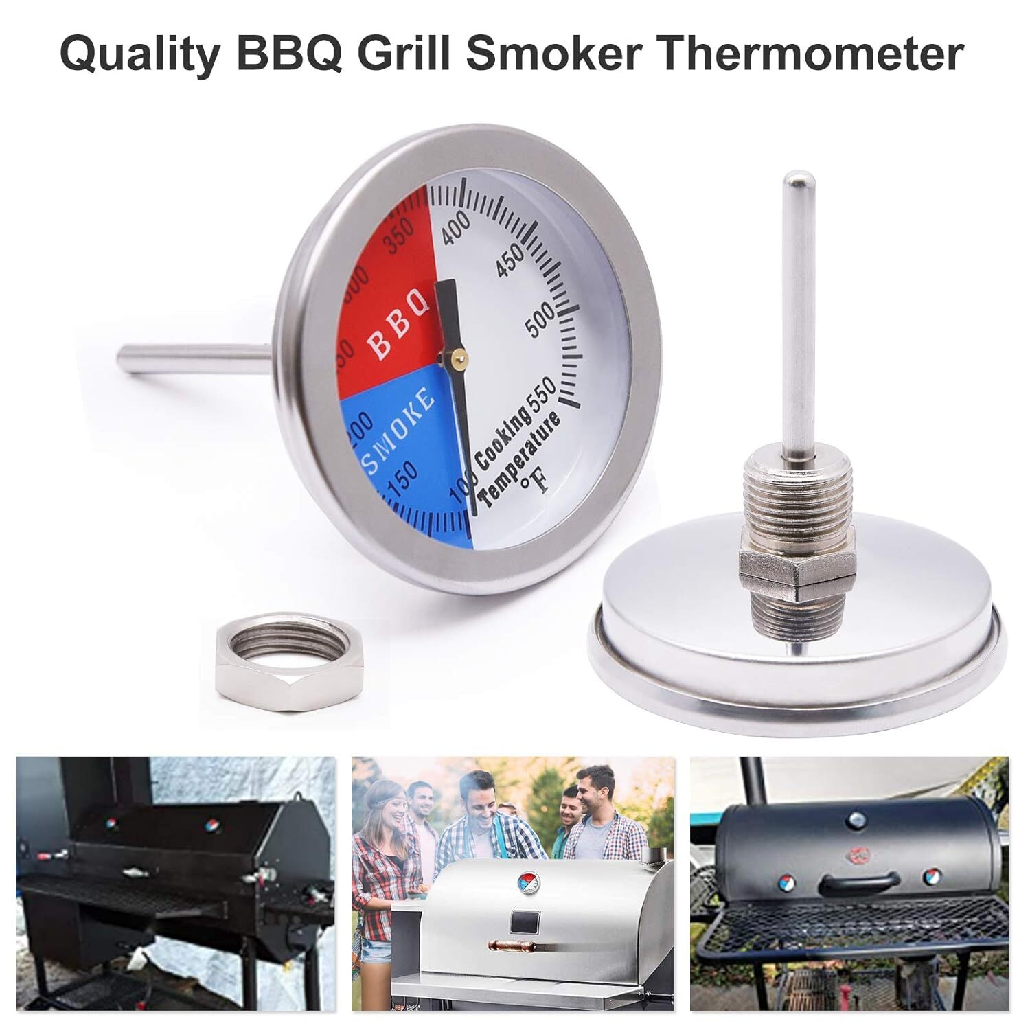 3" Temp Gauge Thermometer 100-550℉ BBQ Charcoal Grill Pit Wood Smoker ...