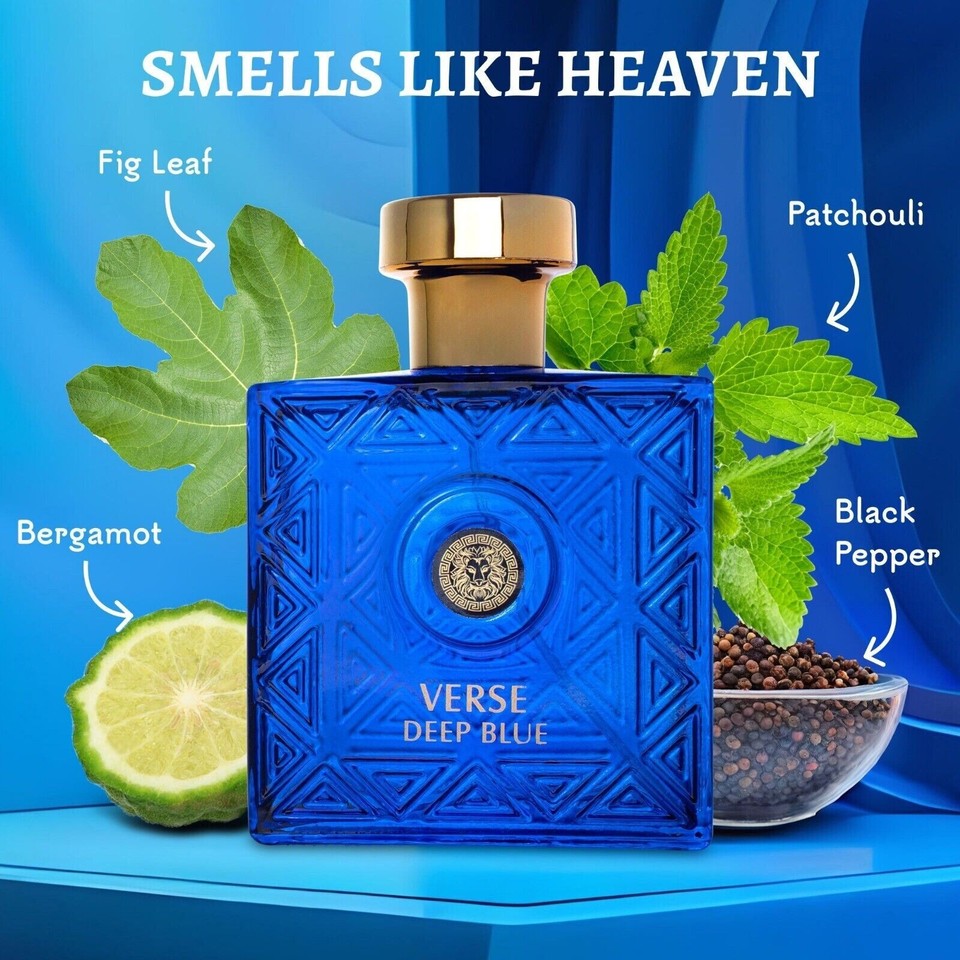 Verse deep Blue Perfume for Men EDP Perfume Spray with Suede Pouch 3.4 ...