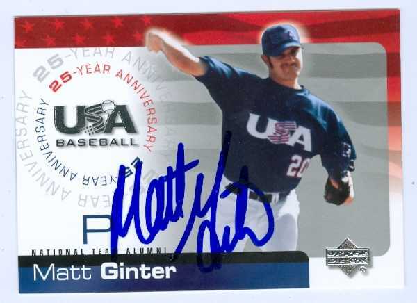 Matt Ginter autographed 2004 USA Baseball Upper Deck Baseball Card #68 ...