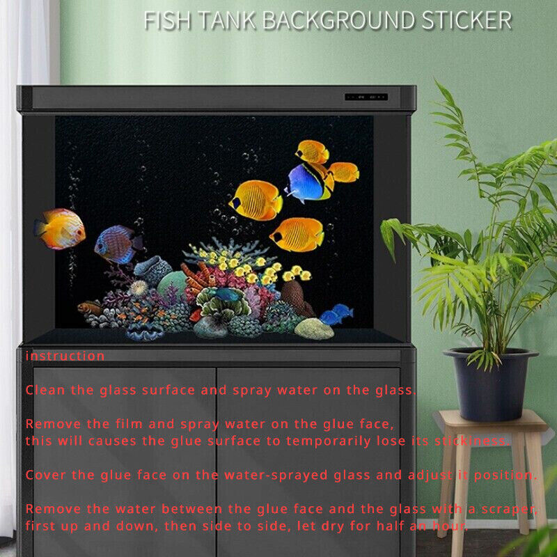 Black Self Adhesive Aquarium Fish Tank Background Stickers Solid DIY ...