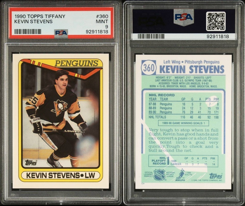 1990 Topps Tiffany Kevin Stevens PSA 9 MINT #360 Rookie Tough Grade ...