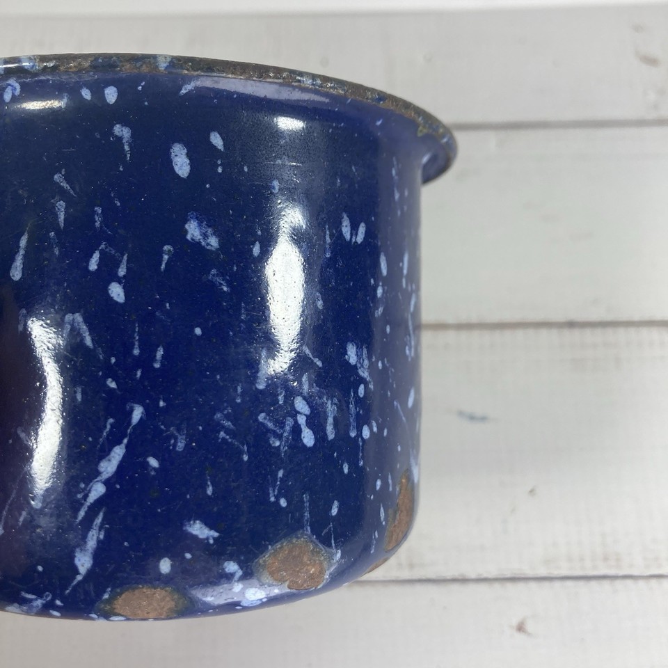 1 Rustic Vintage Blue Speckled Enamelware Coffee Mug | Rust Spots | 3 ...