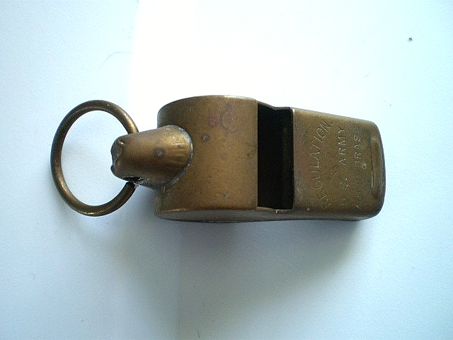 WWII Era Regulation U.S. ARMY Solid Brass Whistle with Ring-Works Cork ...