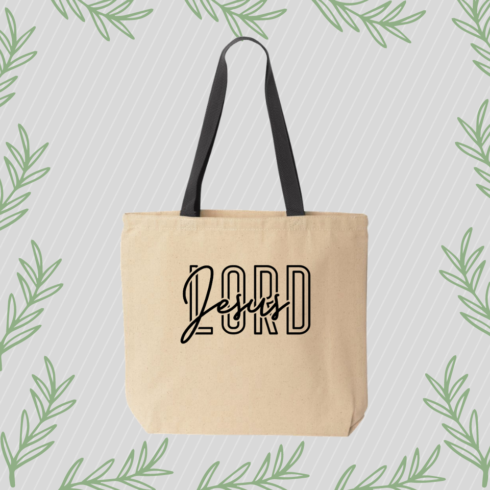Jesus Lord Script Black Ink - 100% Cotton Canvas Tote - Liberty Bags ...