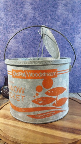 VINTAGE FISHING OLD PAL WOODSTREAM METAL FLOATING MINNOW BUCKET | eBay