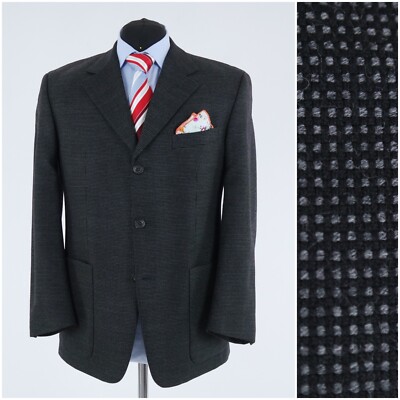 Mens Dark Grey Sport Coat 42S US Size CARL GROSS Plaid Wool Blazer ...