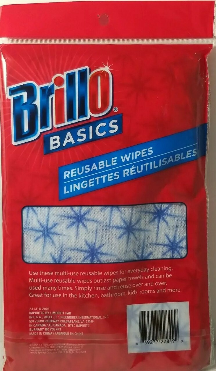 Brillo Basics Reusable Wipes Multi Use 9 Count. LOT OF 3 PACKS | eBay