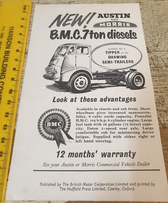 1957 BMC 7 Ton DIESEL TRUCKS Original Sales Advert Austin Morris | eBay ...