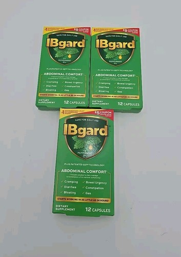 IBgard Daily Abdominal Comfort Peppermint Oil 12 Caps Exp 06/25 3 Boxes ...