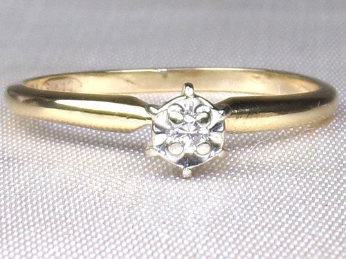 10k Yellow Gold .417 Diamond Band Fine Solitaire Promise Engagement ...