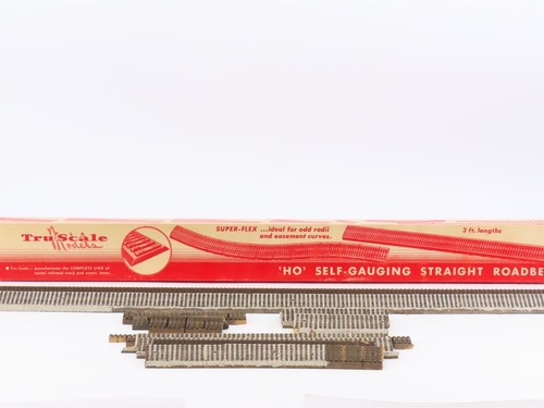 LOT of 4 HO Tru-Scale Self-Gauging Wooden Roadbed 36" Straight Sections ...