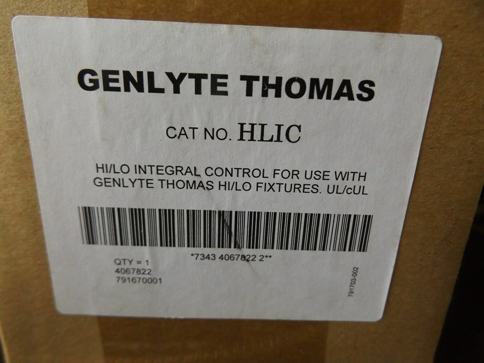 WHOLESALE LIQUIDATION GENLYTE THOMAS HLIC HI/LO INTEGRAL CONTROL IN BOX ...