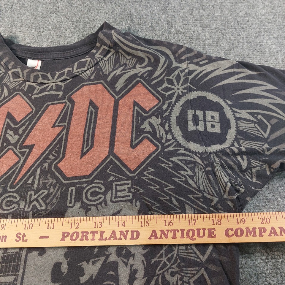 AC/DC 2008 BLACK ICE SHIRT Band Concert Tour ANGUS YOUNG Guitar SG Tee ...