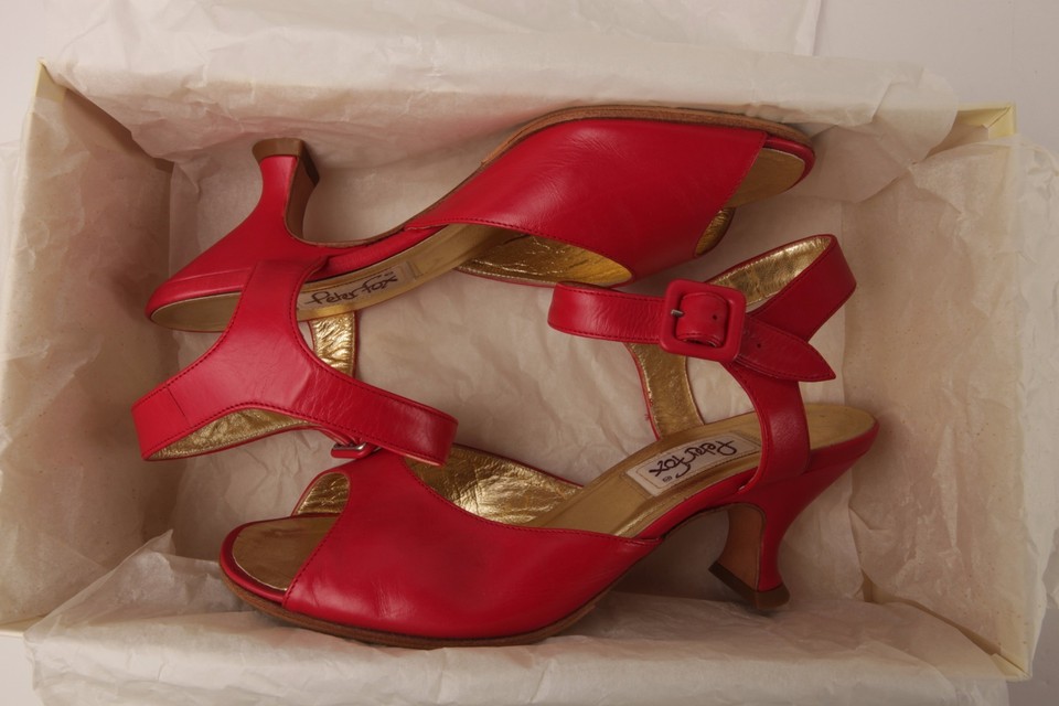 PETER FOX Womens' Open Toe RED 2 1/2 in. Shoes W/ Heel & Ankle Strap S ...