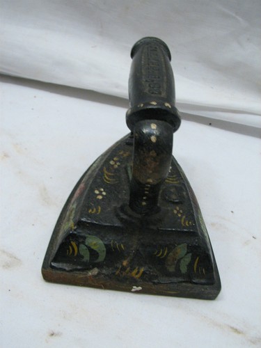 Antique Heavy Cast Iron Keystone Tole Painted Sad Flat Iron Tool 1888 ...