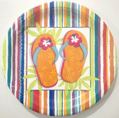 Flip Flop Fun Summer Holidays Birthday Party Paper Plates 22.9 cm x 8 ...