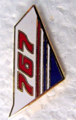BOEING 767 Figural Tail Fin shaped tie tac tack pin w/button hole chain ...