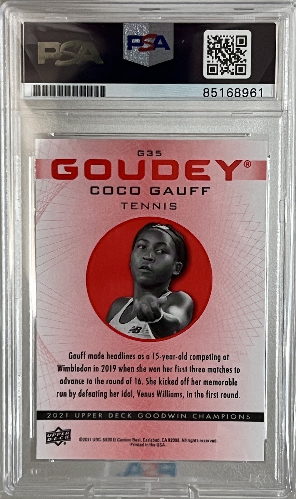 Coco Gauff Signed 2021 Upper Deck Goudey RC PSA Authentic Auto Rookie ...