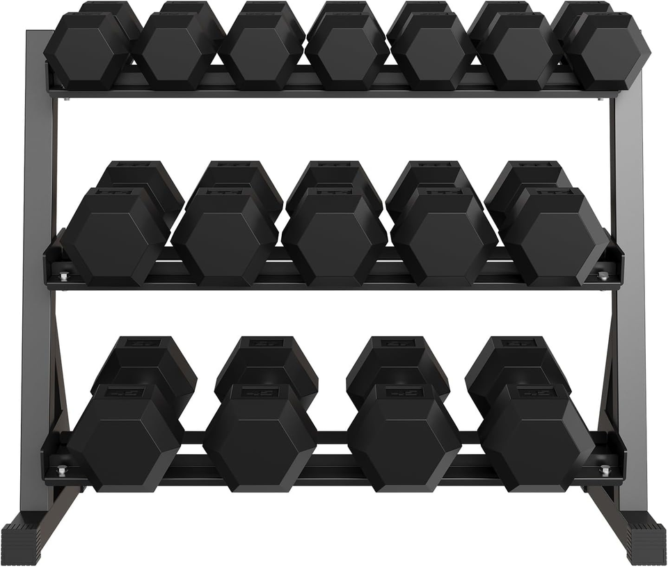 Dumbbell Rack 3 Tier, Heavy-Duty Home Gym Storage Stand, Steel Weight ...
