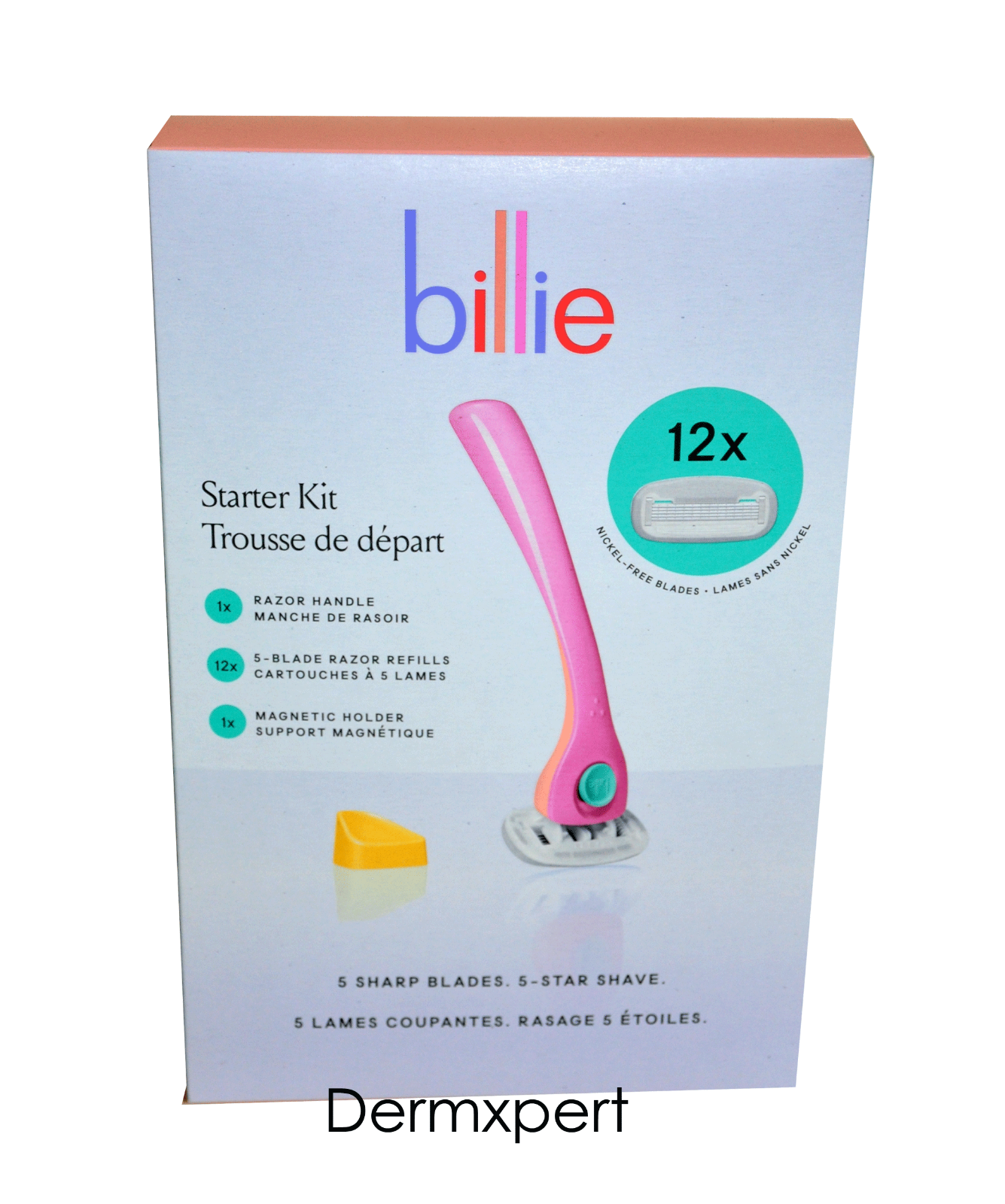 BILLIE Starter Kit 1 x Razor Handle, 12 x 5-Blade Refills, 1 x Magnetic ...