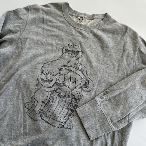 KAWS x Uniqlo x Sesame Street Companion Trash Can Outline Sweatshirt ...