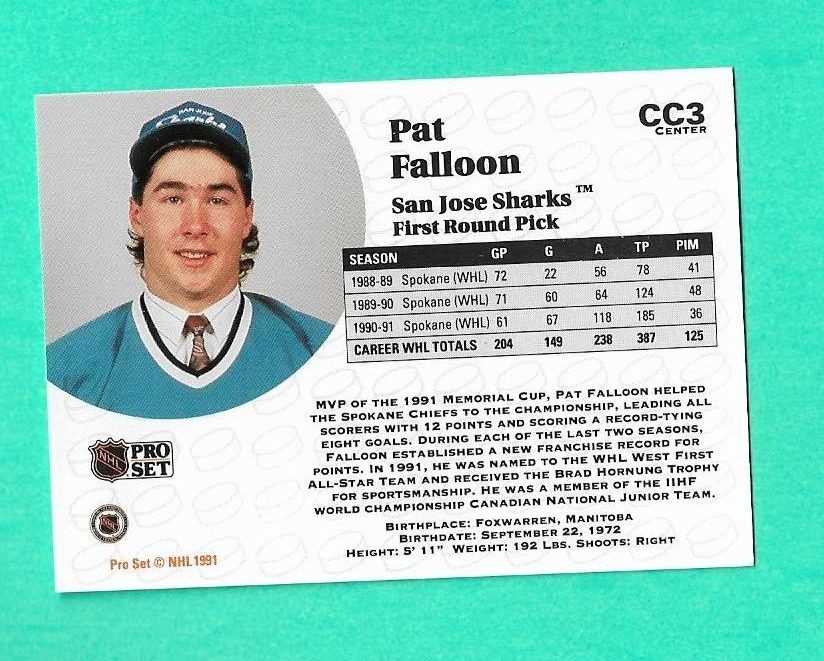 (1) PAT FALLOON 1991-92 # CC3 PROSET INSERT SHORT PRINT CARD (H0505) | eBay
