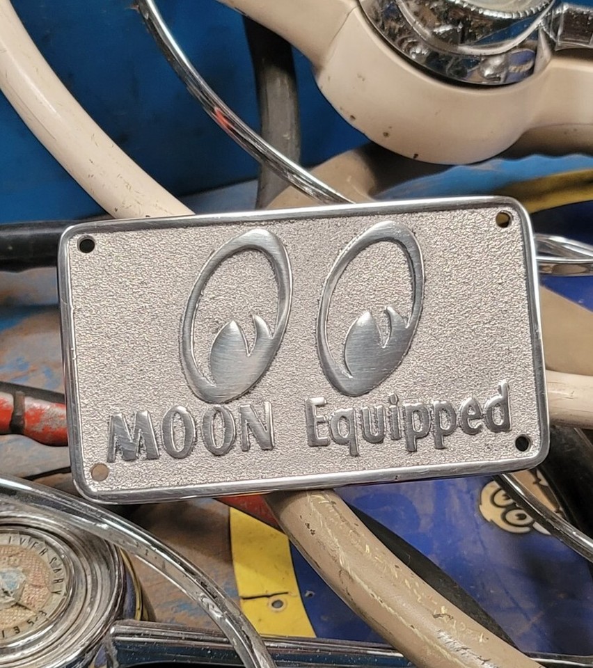 Cast aluminum MOON PLAQUE Drag Racing HOT ROD Custom speed mooneyes vtg ...