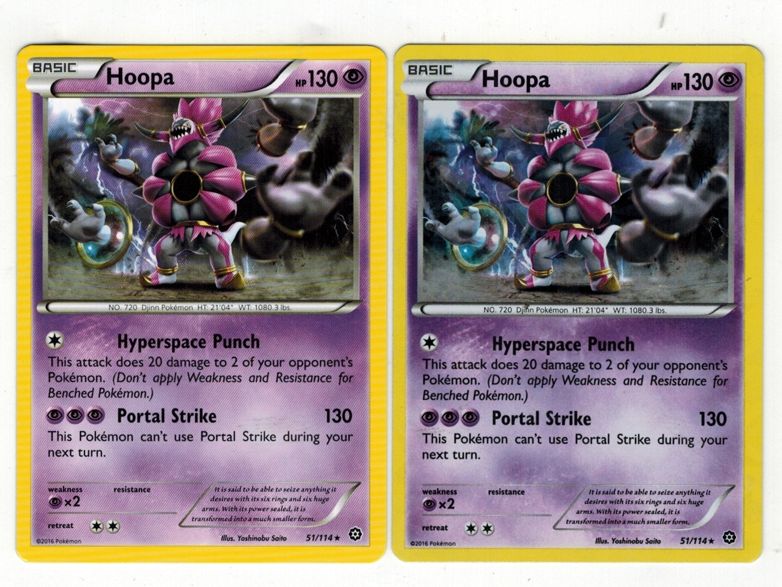 POKEMON Hoopa HOLO Rare + NON-HOLO CARD 51/114 Ring of Lightning THEME ...