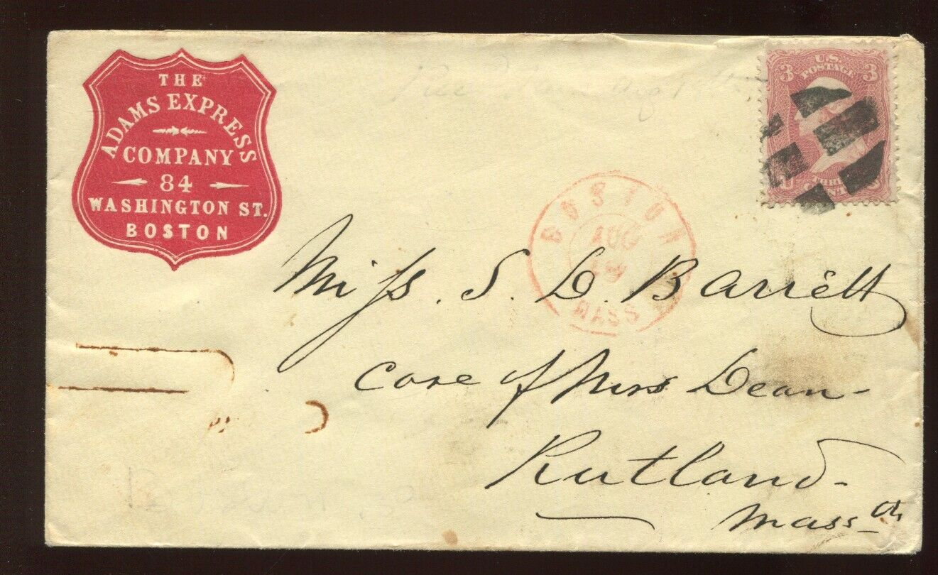 65 Used on Adams Express Co. Cover Boston to Rutland Mass LV6914 | eBay