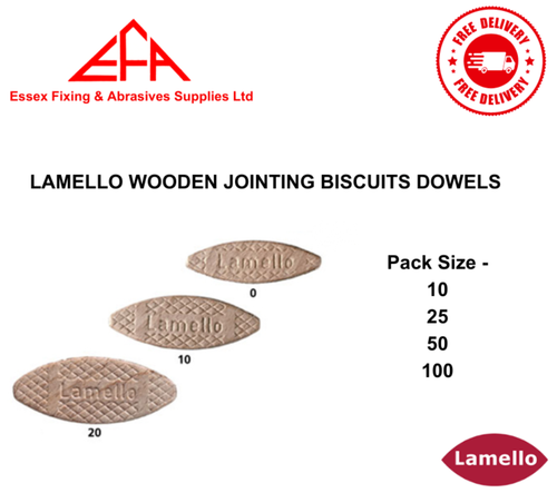 LAMELLO WOODEN JOINTING BISCUITS DOWELS - SIZES No 0 No 10 No 20 GROOVE ...