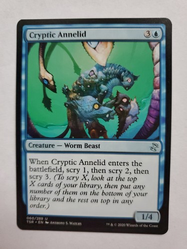 MTG Magic The Gathering Card Cryptic Annelid Creature Worm Beast Blue ...