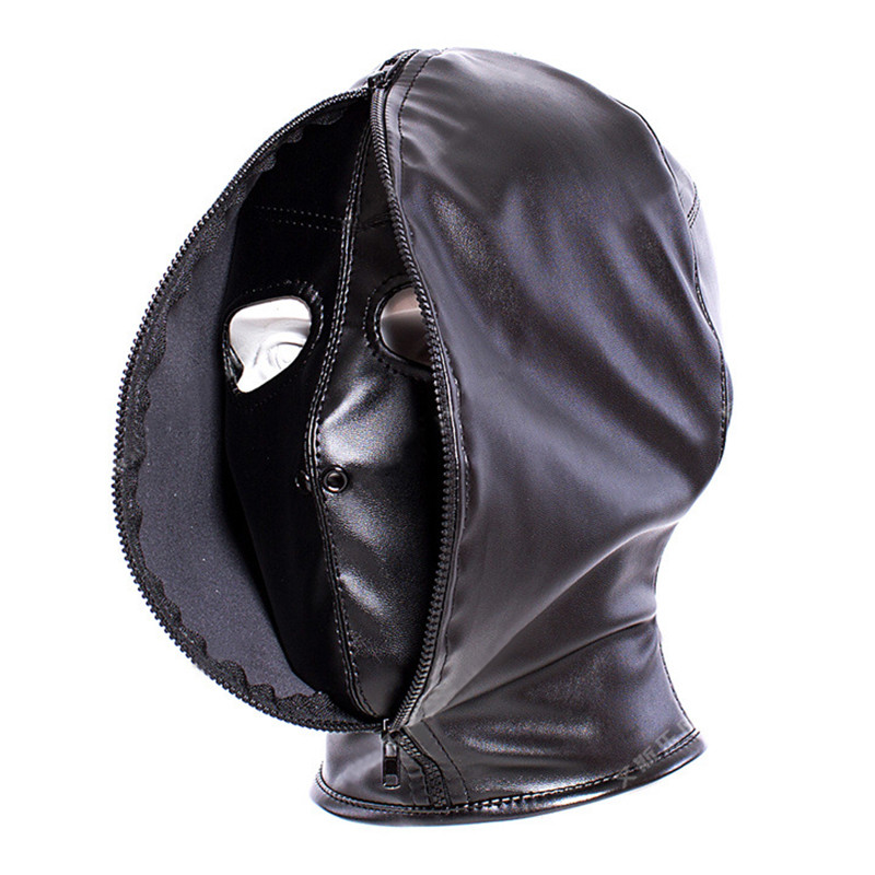 Abschließbare Leder Gimp Spielzeug Kopf Harness Hood Maske, Gesicht ...