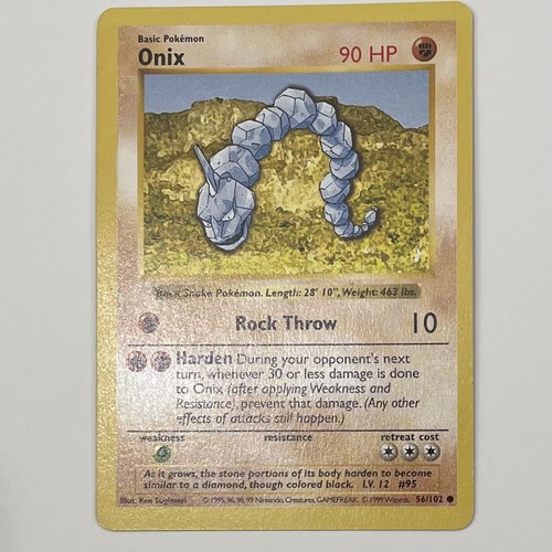 RARE SHADOWLESS ONIX # 56/102 Pokémon ORIGINAL Base Set Card | eBay