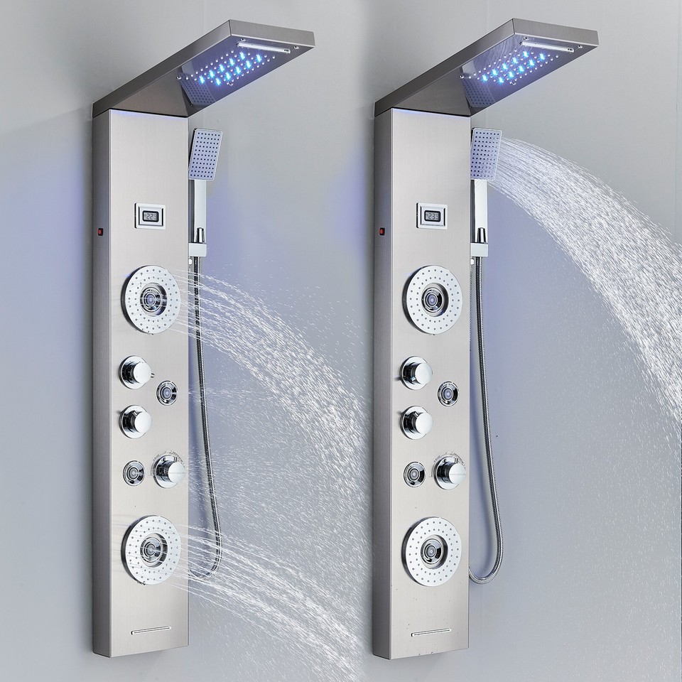 Stainless steel Rain Waterfall Shower Panel Tower system Massage Shower ...