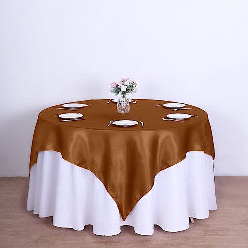 Cinnamon Brown SATIN 72x72" SQUARE Table OVERLAY Wedding Party Catering ...