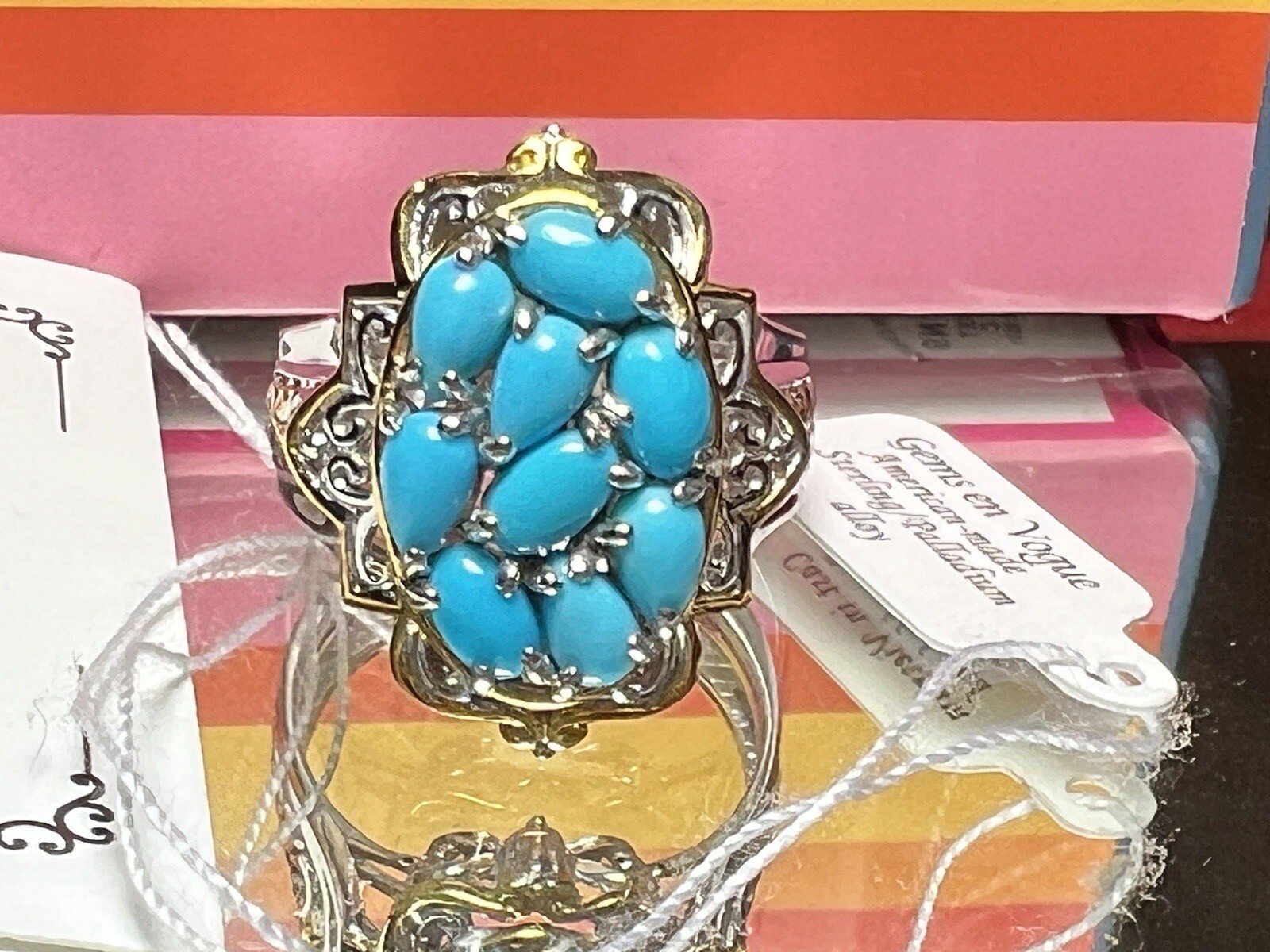 GEMS EN VOGUE MICHAEL VALITUTTI STERLING KINGMAN TURQUOISE GOLD RING ...