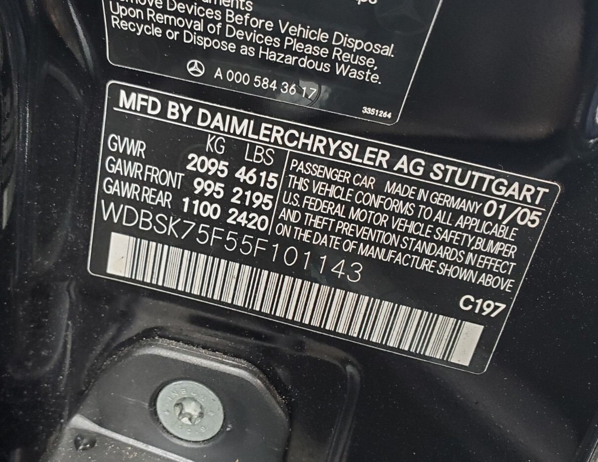 MERCEDES R230 SL500 SL55 RIGHT PASSENGER DOOR MIRROR GLASS LIGHT LAMP ...